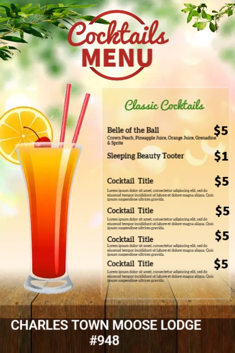 Cocktail Menu | PosterMyWall