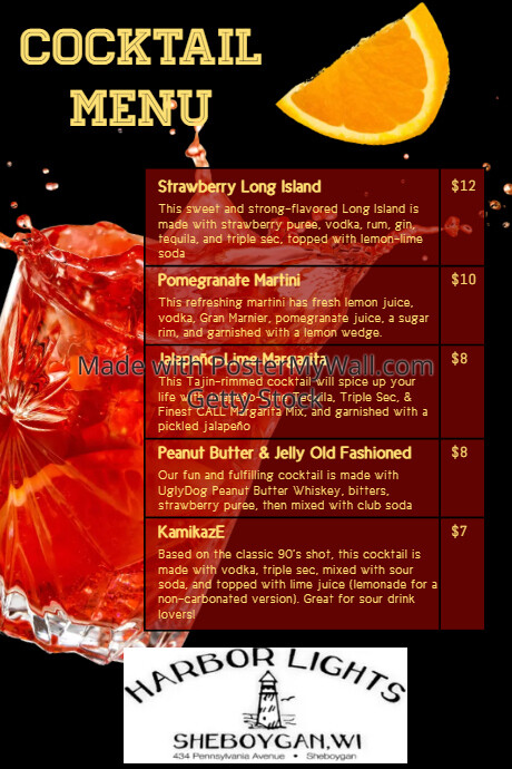Free Cocktail Menu Card Template | PosterMyWall