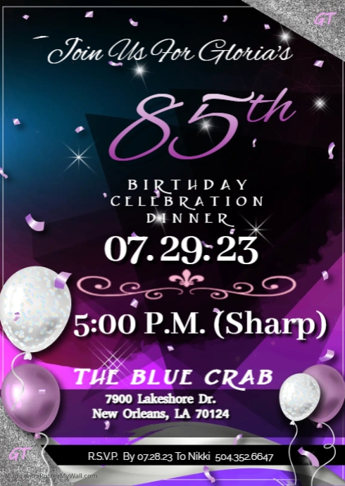 Purple Birthday Party Invitation | PosterMyWall
