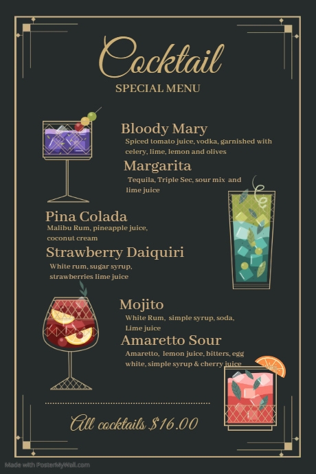 Copy of Cocktail Special Menu | PosterMyWall