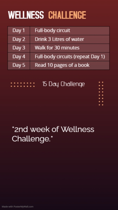 Wellness Challenge Calendar Instagram Story T | PosterMyWall