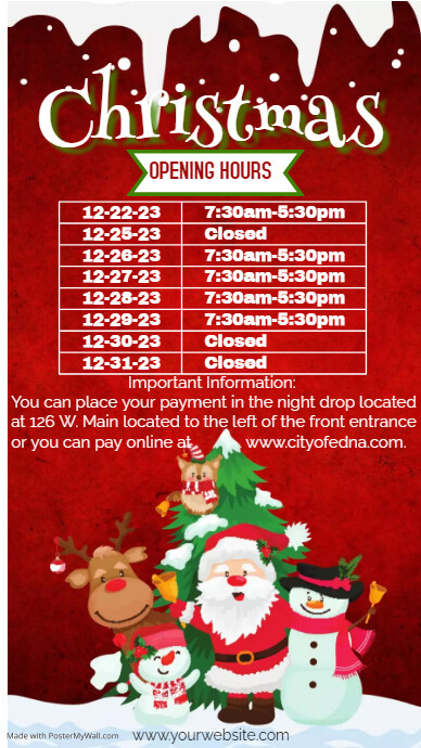 Copy of Christmas Opening Hours (1) | PosterMyWall
