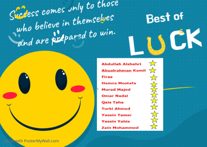 Good Luck Smiley Faced Postcard | PosterMyWall