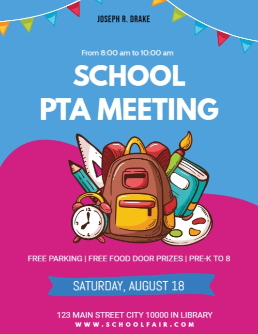PTA School Drive Meeting Flyer | PosterMyWall