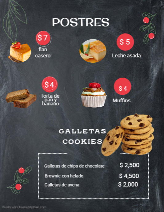 menu de postres | PosterMyWall