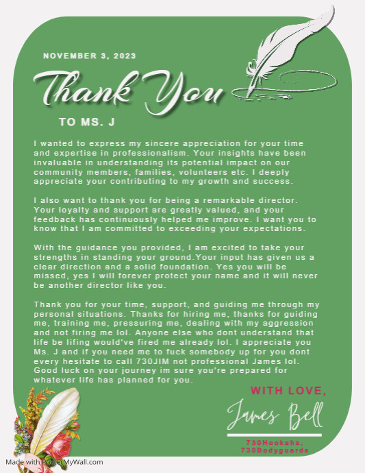Thank You Card/Letter | PosterMyWall