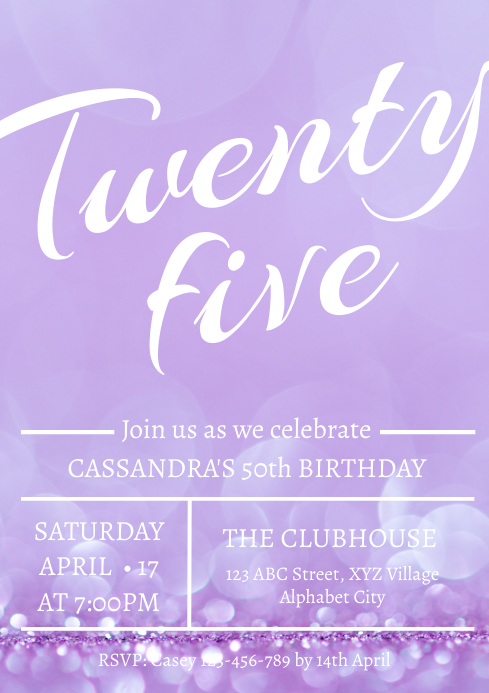 25th Birthday Invitation 3 Template | PosterMyWall