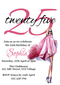 25th Birthday Invitation Template | PosterMyWall