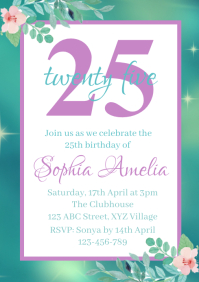 25th Birthday Invitation Template | PosterMyWall