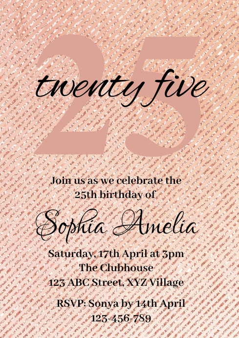 25th Birthday Invitation Template | PosterMyWall