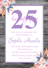 25th Birthday Invitation Template | PosterMyWall