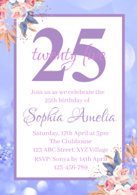 25th Birthday Invitation Template | PosterMyWall