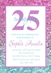 25th Birthday Invitation Template | PosterMyWall