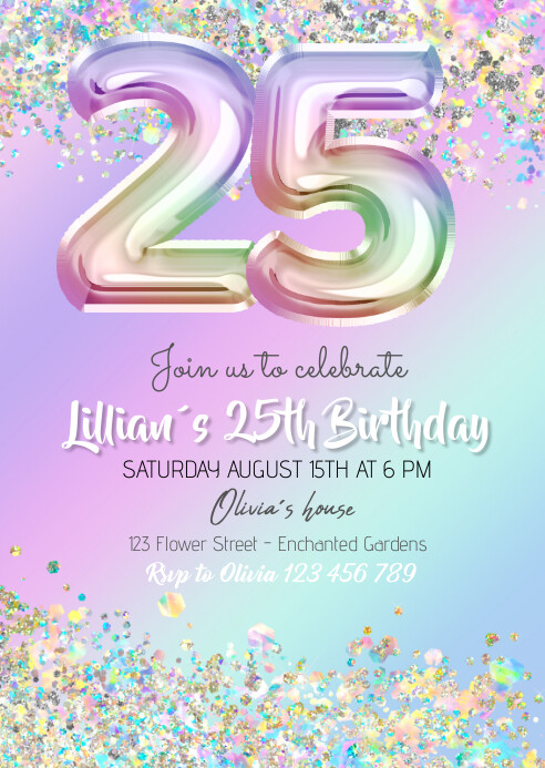 25th Birthday Invitation templates free | PosterMyWall