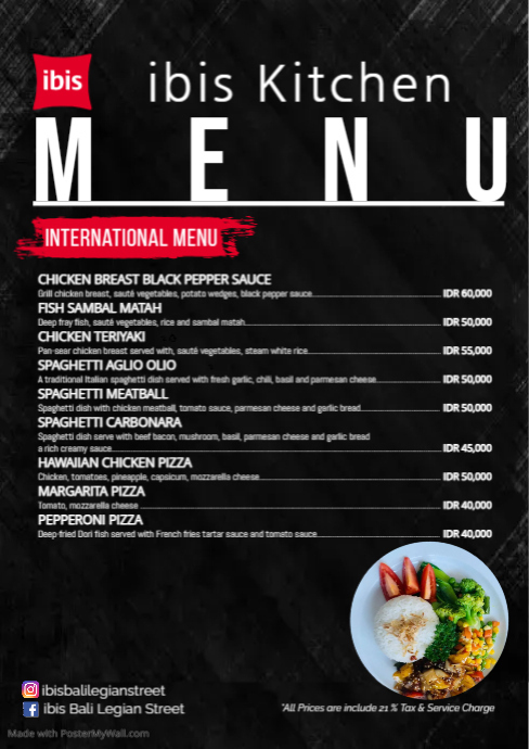 Copy of ibis Kitchen Menu International | PosterMyWall