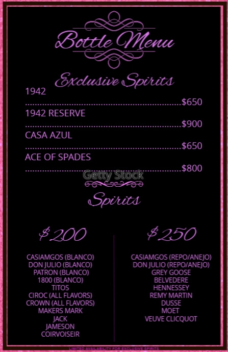 Copy of BOTTLE MENU | PosterMyWall