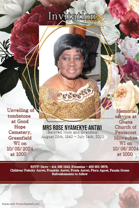 Red Rose Obituary Front | PosterMyWall