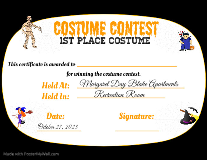 Copy of 1ST PLACE COSTUME | PosterMyWall