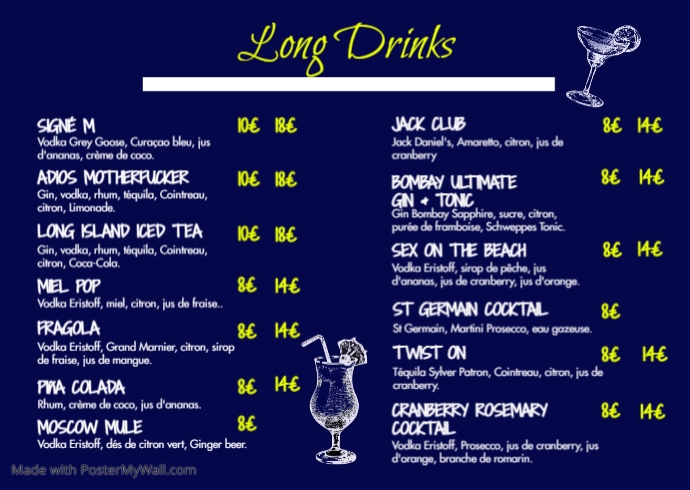 Drinks Menu | PosterMyWall