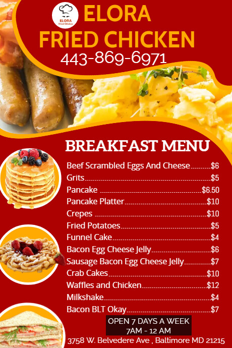 Copy of ELORA MENU | PosterMyWall