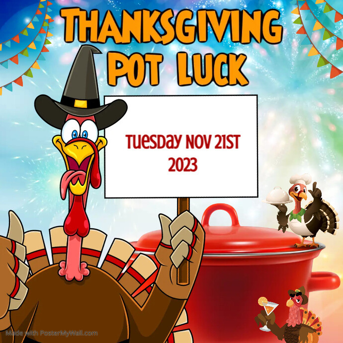 Thanksgiving Pot Luck Party Invitation Flyer | PosterMyWall