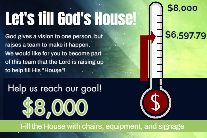 Dark green fundraising flyer with thermometer | PosterMyWall