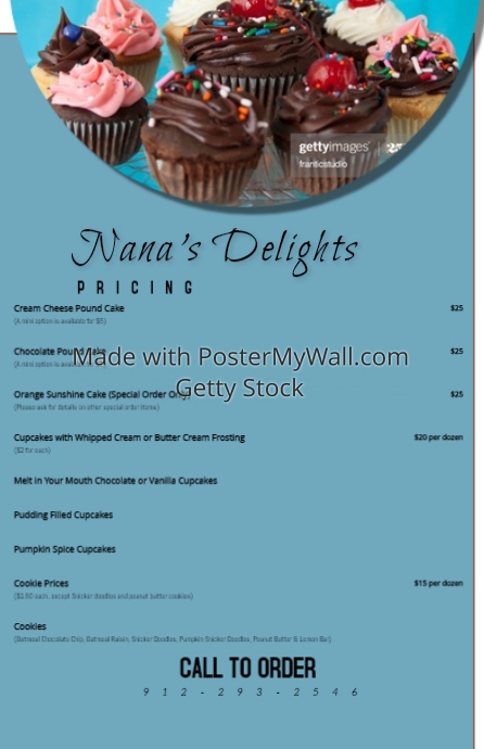 Copy of Bakery Menu Bakery Pricing List | PosterMyWall