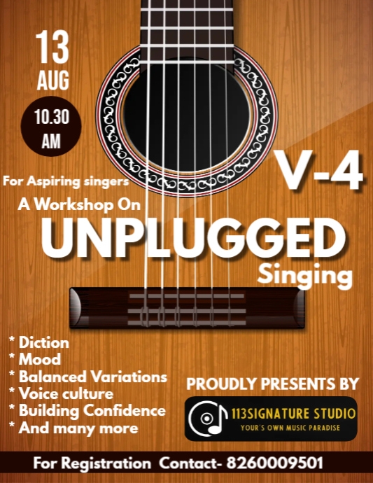 Copy of Wood Guitar Unplugged Concert Flyer Template (1) | PosterMyWall