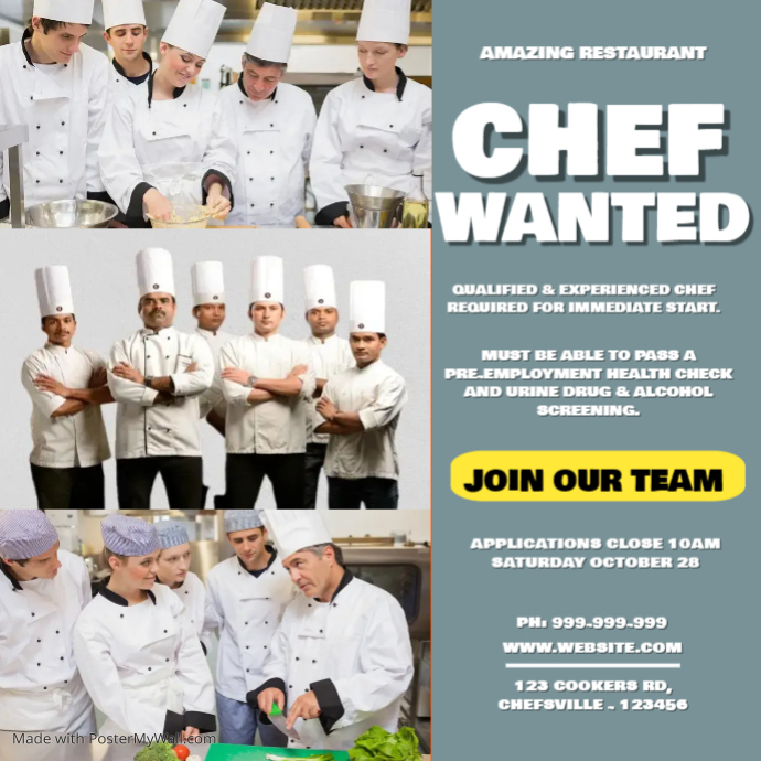 Chef Wanted Poster | PosterMyWall
