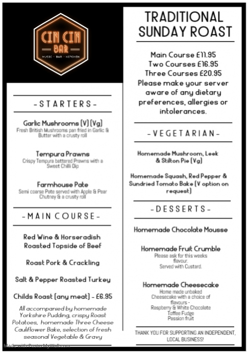 Copy of Sunday roast 2021 | PosterMyWall