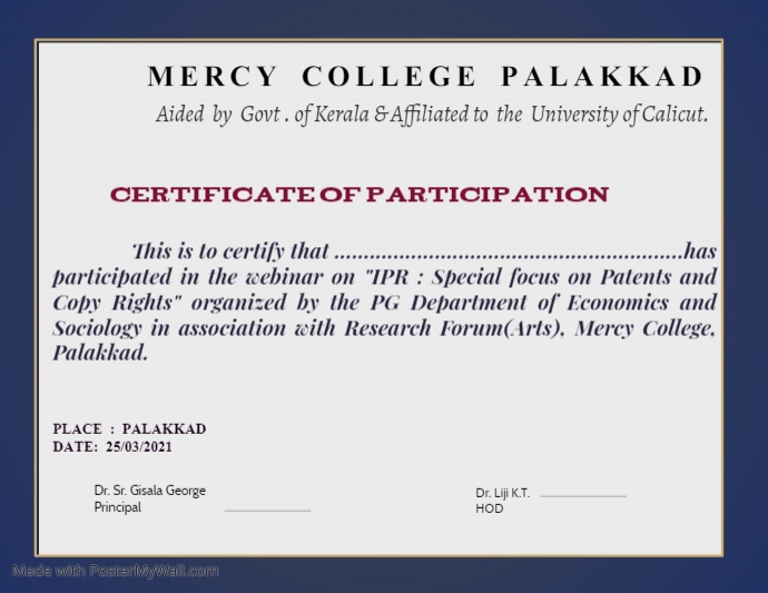 CERTIFICATE ON IPR | PosterMyWall