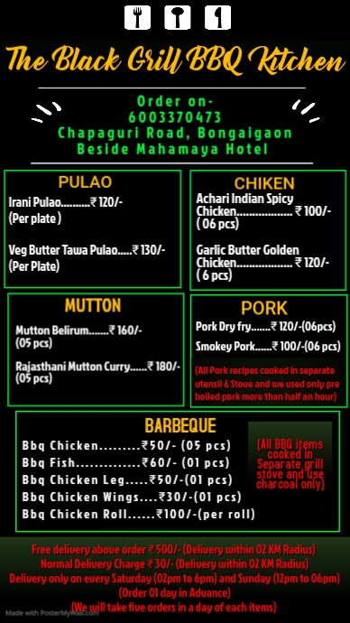 Copy of Black and Yellow Bistro Menu Design | PosterMyWall