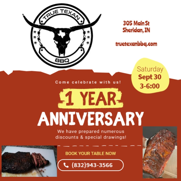 Orange Restaurant Anniversary Instagram Image | PosterMyWall