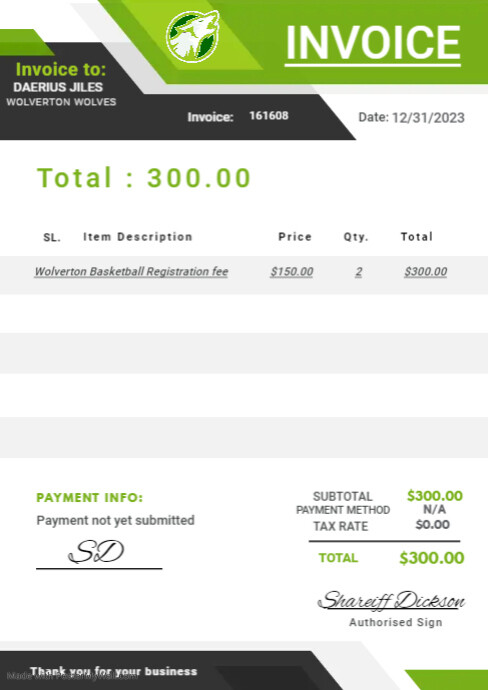 Invoice for D.JILES 12/31/23 (5) | PosterMyWall