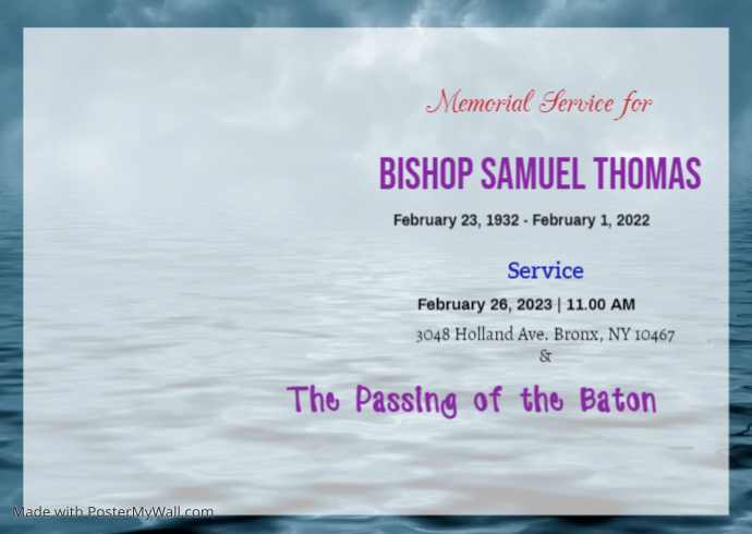 Ocean Funeral Announcement Card (1) | PosterMyWall