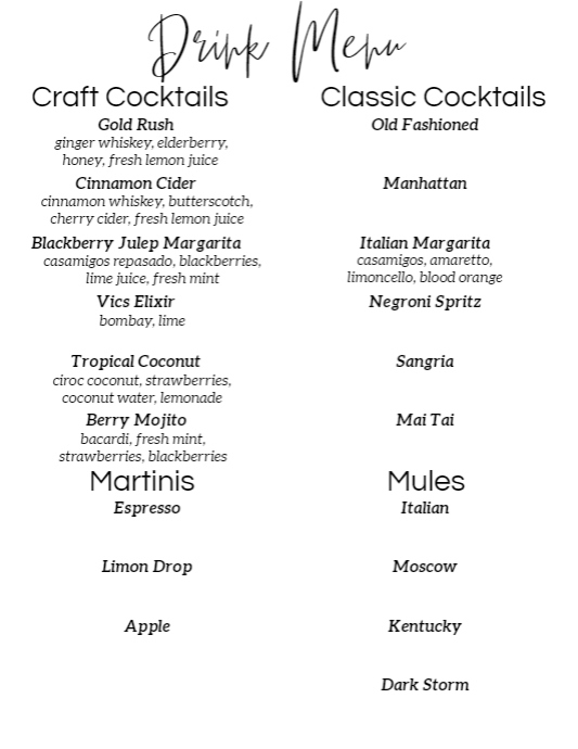 Tent Drink Menu (1) | PosterMyWall