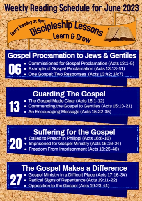 Discipleship weekly reading schedule - June 2023 | PosterMyWall