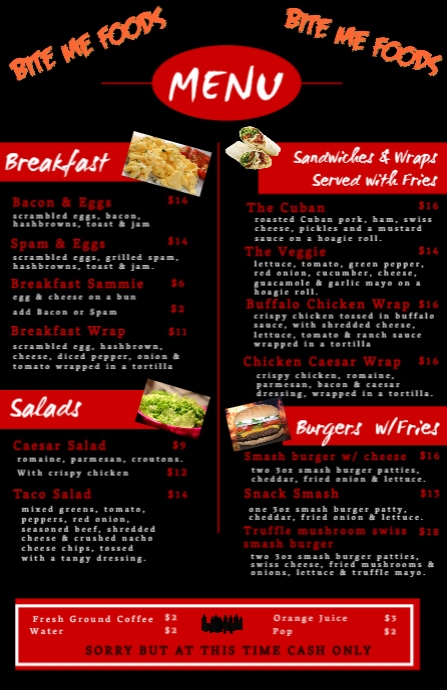 Restaurant Take Away food Menu Template (1) | PosterMyWall