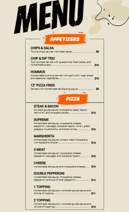 Orange Menu Rack Card (1) | PosterMyWall