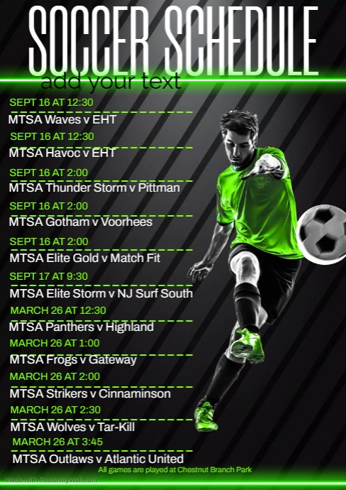 Soccer schedule | PosterMyWall