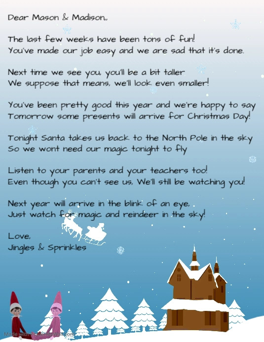 Elf Goodbye Letter | PosterMyWall