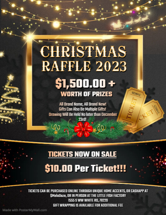 Black Gold Christmas Raffle Flyer Design | PosterMyWall