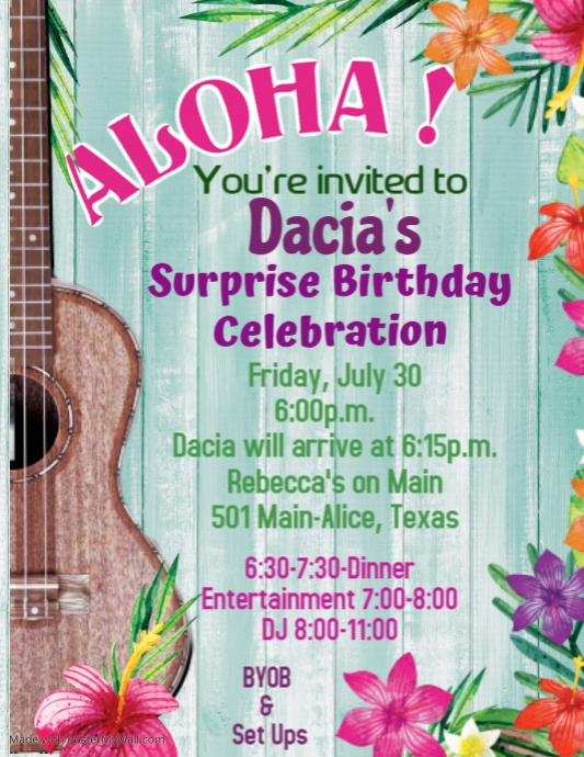 Copy of Copy of Aloha Hawaiian Luau Flyer Template | PosterMyWall