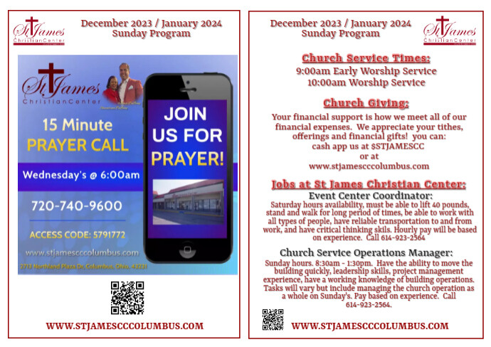 Copy of December 2023 inside Sunday Program 2 | PosterMyWall