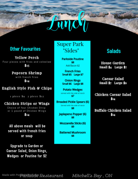 Copy of Parkside- Lunch- Back | PosterMyWall