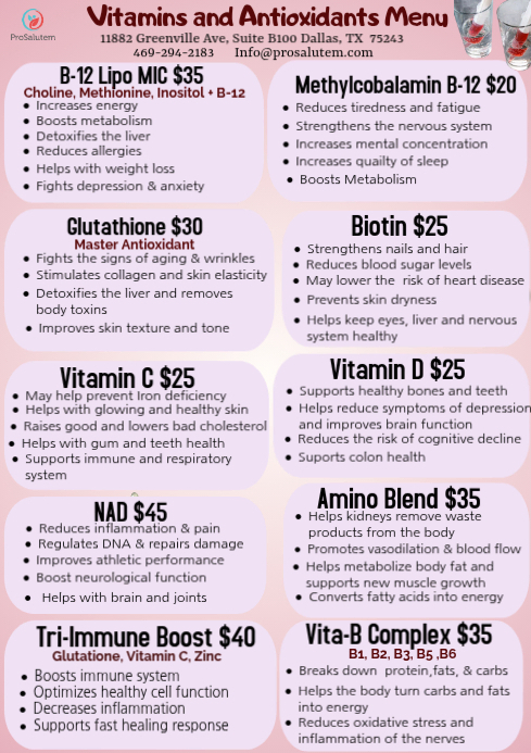 Copy of Vitamins,B12Lipo,NAD,Glut,C,D, Biotin (1) | PosterMyWall