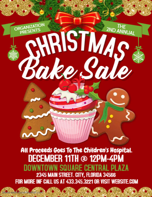 Red Christmas Bake Sale Flyer | PosterMyWall