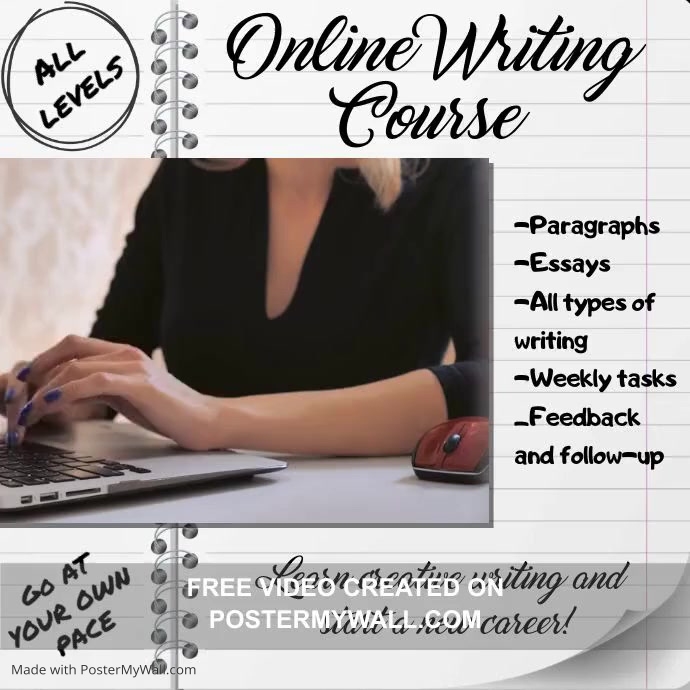 Online Writing Course Video Template | PosterMyWall