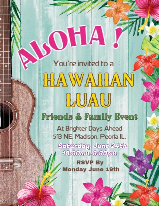Copy of Aloha Hawaiian Luau Flyer Template | PosterMyWall