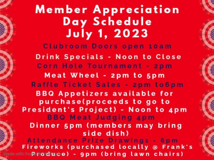 Copy of Member Appreciation 2023 Schedule | PosterMyWall